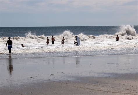Hurricane Franklin Stirs High Surf Rip Tides At Rockaway Beach Queens
