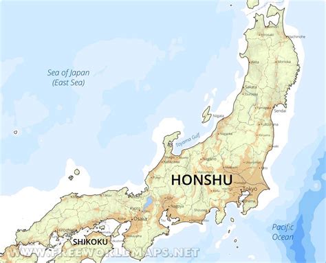 Honshu Physical Map