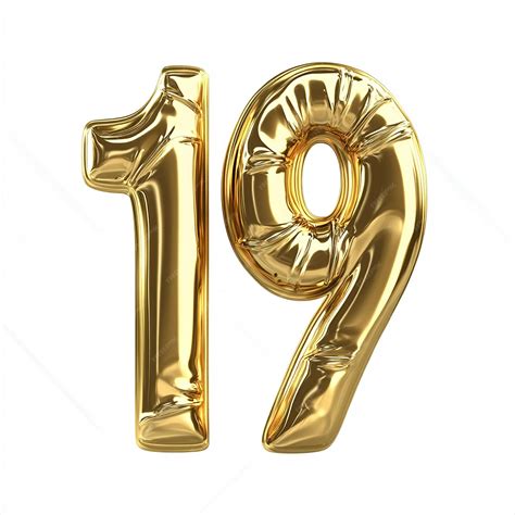 3d Gold Number 19 Isolated On White Background Premium Ai Generated Image