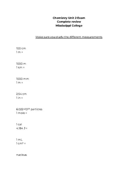 chemistry unit 2 exam this review will help you make a 100