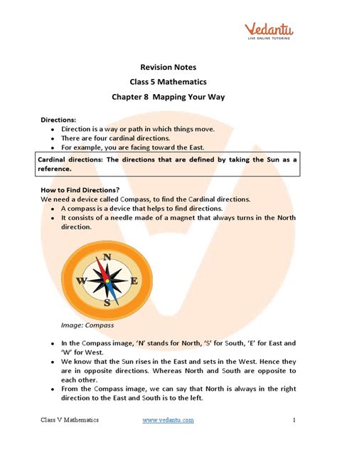 Mapping Your Way Class 5 Notes Cbse Maths Chapter 8 Pdf Pdf