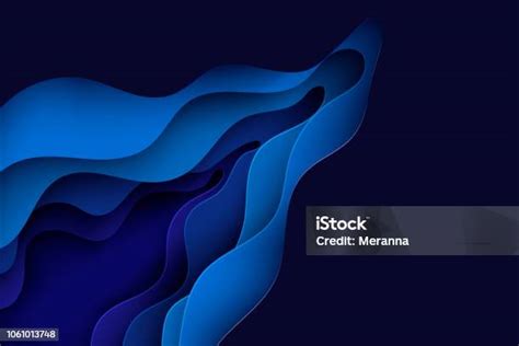 깊은 종이 예술 만화 추상 파도 종이 배경 개척 현대 종이 접기 디자인 서식 파일입니다 벡터 일러스트입니다 3d 종이 레이어 바다 파도 깊은에 대한 스톡 벡터 아트 및 기타