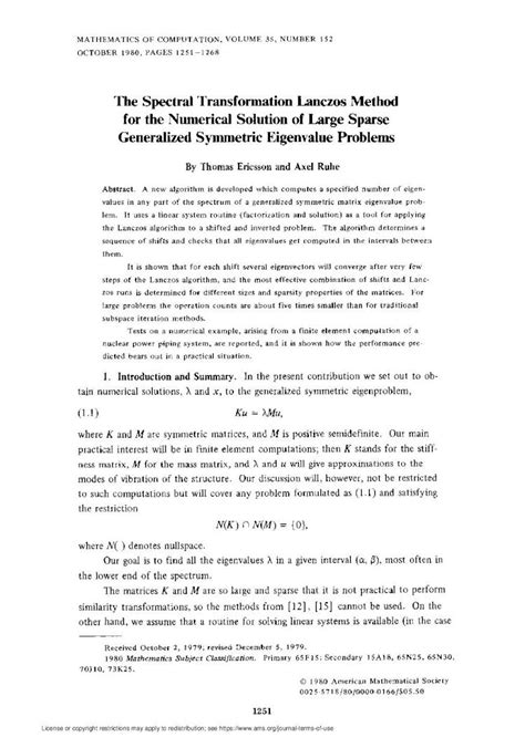 Pdf The Spectral Transformation Lanczos Method For The The Spectral Transformation Lanczos