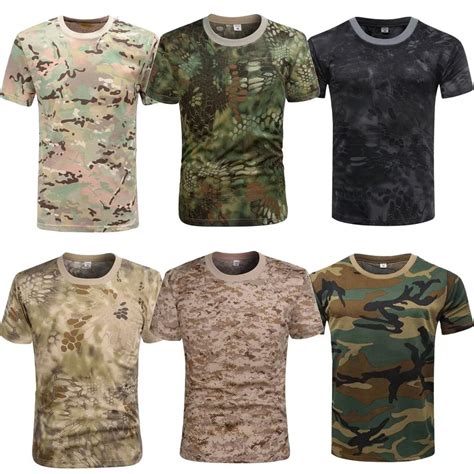 Men T Shirts Tactical Tshirts Military Camo Top Tees Breathable Mesh