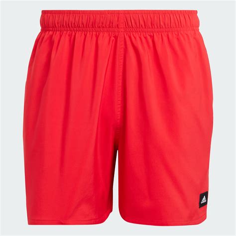 Mens Clothing Solid Clx Short Length Swim Shorts Red Adidas