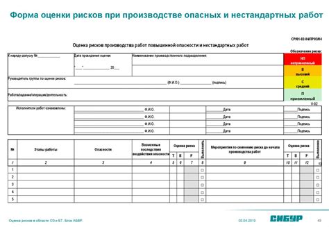 Оценка рисков в области безопасности труда и охраны здоровья Анализ безопасности выполнения