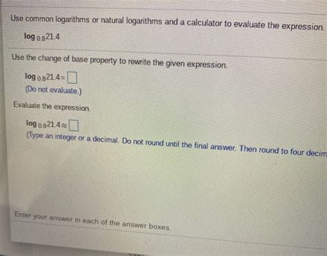 solved use common logarithms or natural logarithms and a