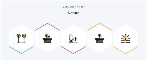 Nature 25 Filledline Icon Pack Including Weather Sun Temperature Nature Plant 19693427