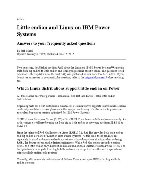 little endian and linux on power systems faq upd jan 2019 pdf
