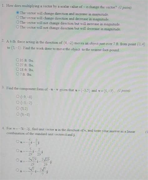 Solved 1 How Does Multiplying A Vector By A Scalar Value Of