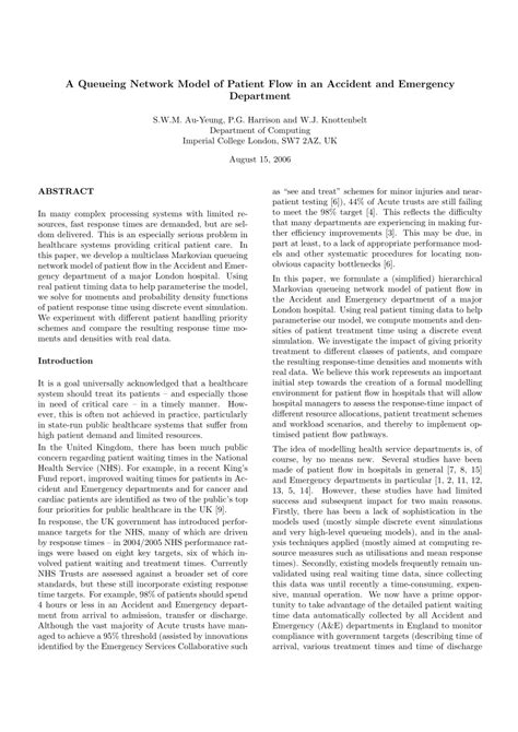 pdf a queueing network model of patient flow in an accident and