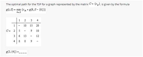 Solved The Optimal Path For The TSP For A Graph Represented Chegg