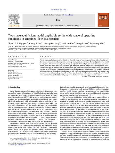 Pdf Two Stage Equilibrium Model Applicable To The Wide Range Of Operating Conditions In