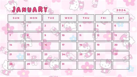Hello Kitty Monthly Calendar Printable