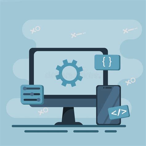 Illustration Of Configuration Settings On The Screen In Flat Style Stock Vector Illustration