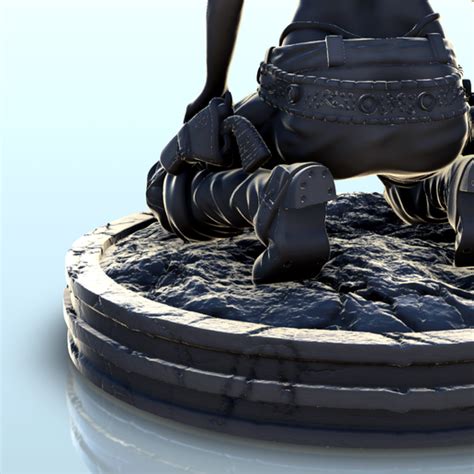 STL File Half Naked Woman Crouching With Revolver NSFW Sexy Six Gun Sound Desperado Old