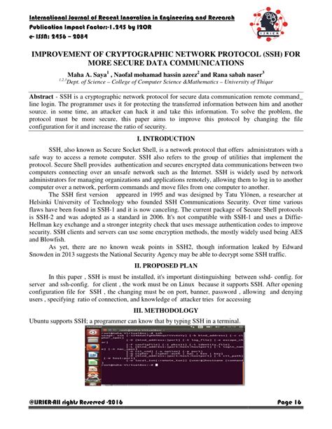 Pdf Improvement Of Cryptographic Network Protocol Ssh For More