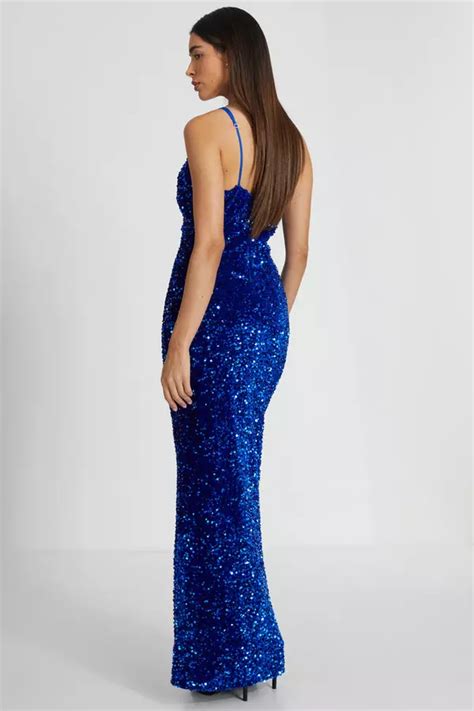 Royal Blue Sequin Maxi Dress Quiz Clothing