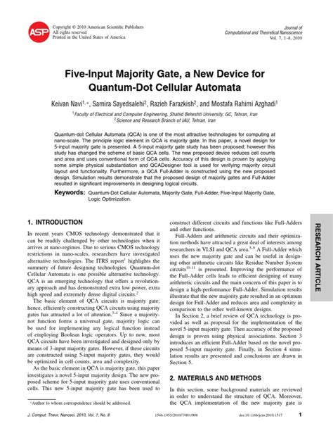 five input majority gate a new device pdf computer engineering
