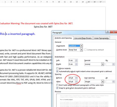 How To Set The Spacing Before And After The Paragraph In C