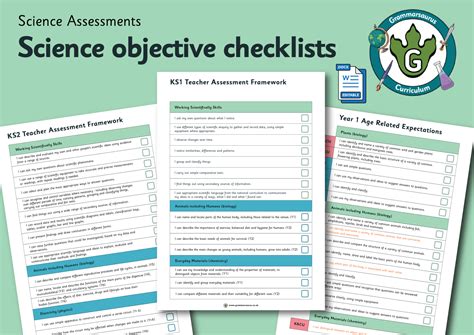 Science Objective Checklists Grammarsaurus