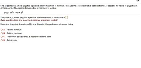 Find All Points Xy Where Ixy Has Possible Relative Maximum Or Minimum