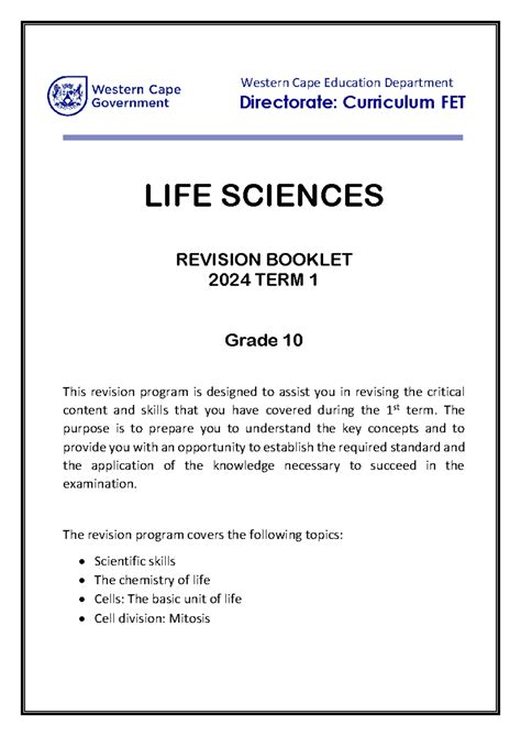 Grade 10 Life Science Term 2 Notes Key Concepts On Cells And Processes