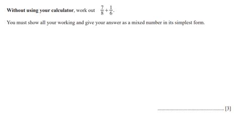 Fractions And Mixed Numbers Past Paper Questions For Igcse Cambridge 0580