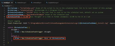 Schedule Powershell Script Intune Nielskoktech