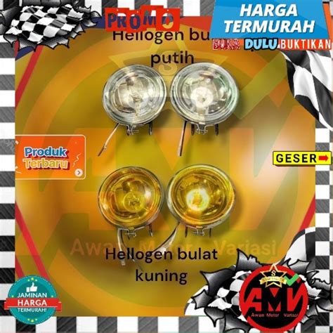 Jual Foglamp Lampu Kabut Motor Mobil HELOGEN BULAT Kaca Putih Lampu Halogen Sorot Tembak