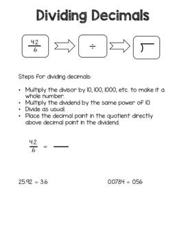Multiplying And Dividing Decimal Notes By The Mrs Garen TPT
