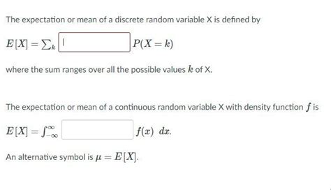 Solved The Expectation Or Mean Of A Discrete Random Variable Chegg