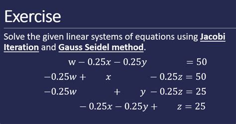 solved exercise solve the given linear systems of equations