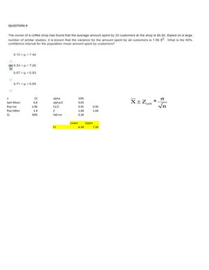 ECON Tut Worksheet ECON Tutorial Week DESCRIPTIVE STATISTICS II At The End Of This