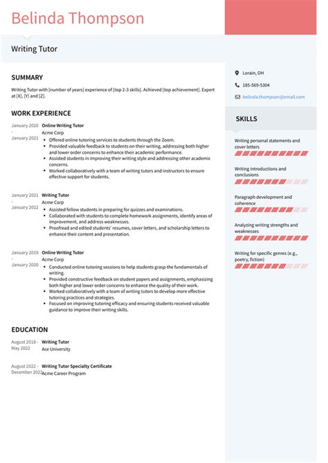 Writing Tutor Resume Examples And Templates Writing Tutor Resume Examples And Templates