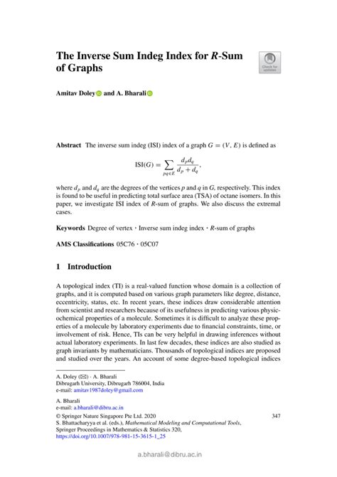 Pdf The Inverse Sum Indeg Index For R Sum Of Graphs