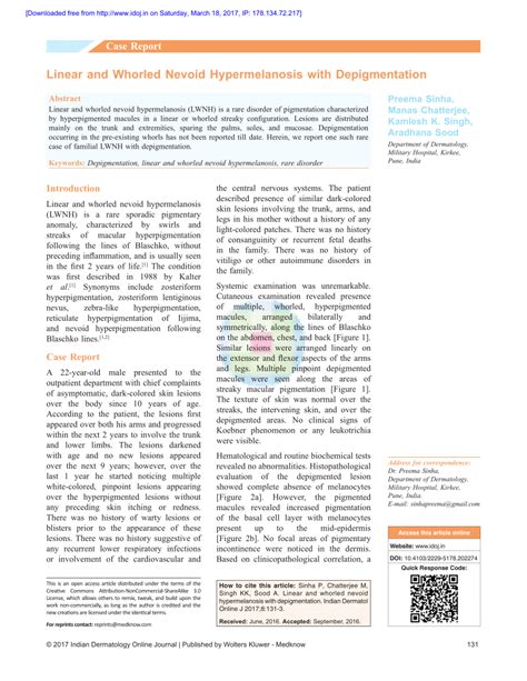 Pdf Linear And Whorled Nevoid Hypermelanosis With Depigmentation