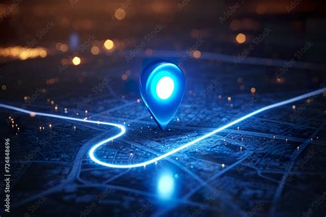 A Dark Blue Location Indicator On City Map In 3d Rendering City Map