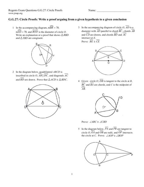 Circle Proofs Worksheet For 10th Grade Lesson Planet