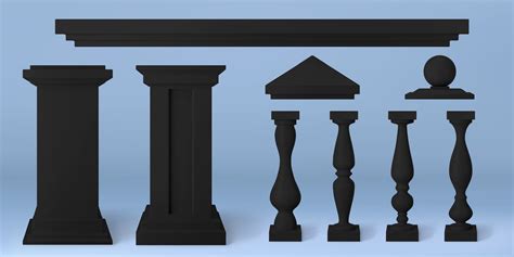 Realistic 3d Set Of Antique Architecture Elements 25449447 Vector Art
