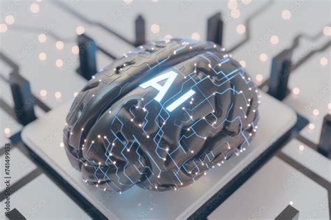 AI Brain Chip synaptic tagging. Artificial Intelligence visual feedback mind brain inspired ...