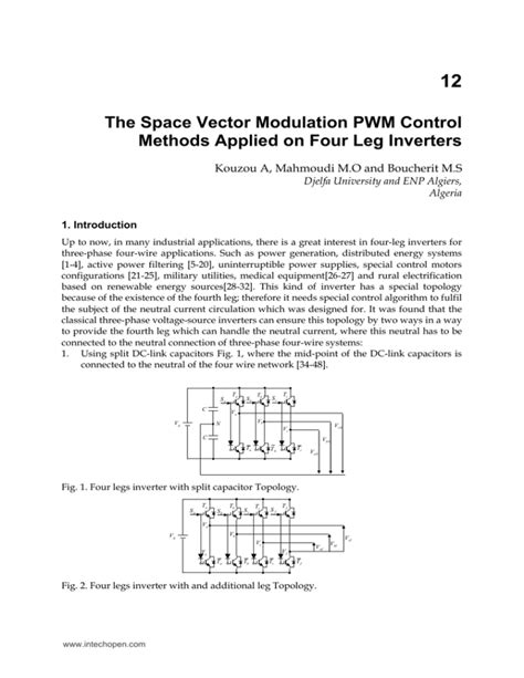 The Space Vector Modulation Pwm Control Methods Applied On