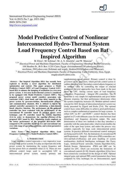 Pdf Model Predictive Control Of Nonlinear Interconnected Hydro