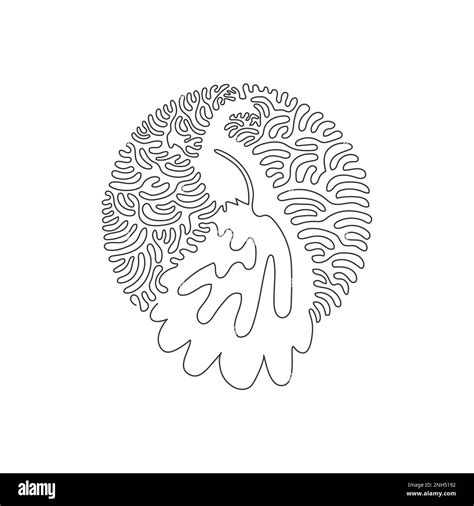 Continuous One Curve Line Drawing Of Adorable Big Peacock Tail Abstract Art Single Line