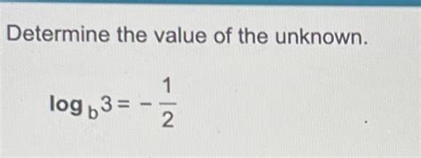Solved Determine The Value Of The Unknown Logb Chegg