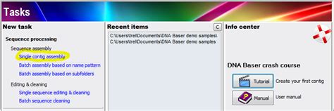 assemble two chromatogram files with dna sequence assembler dna