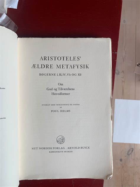 Aristoteles Ældre Metafysik Dba