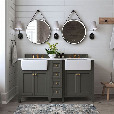 Ancerre Designs Adeline 60 In Sapphire Gray Farmhouse Double Sink