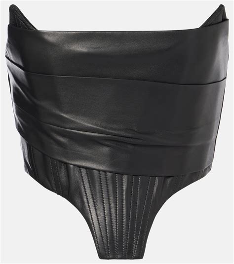 Leather Corset In Black Alex Perry Mytheresa