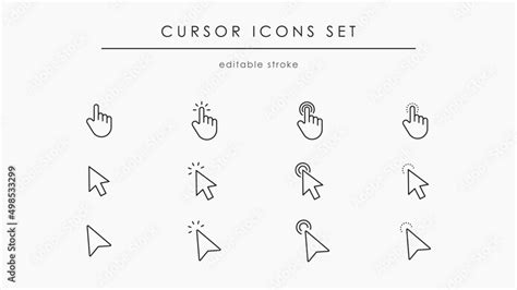 Cursor Vector Icon Set Hand And Arrow Icons For Web Click Button